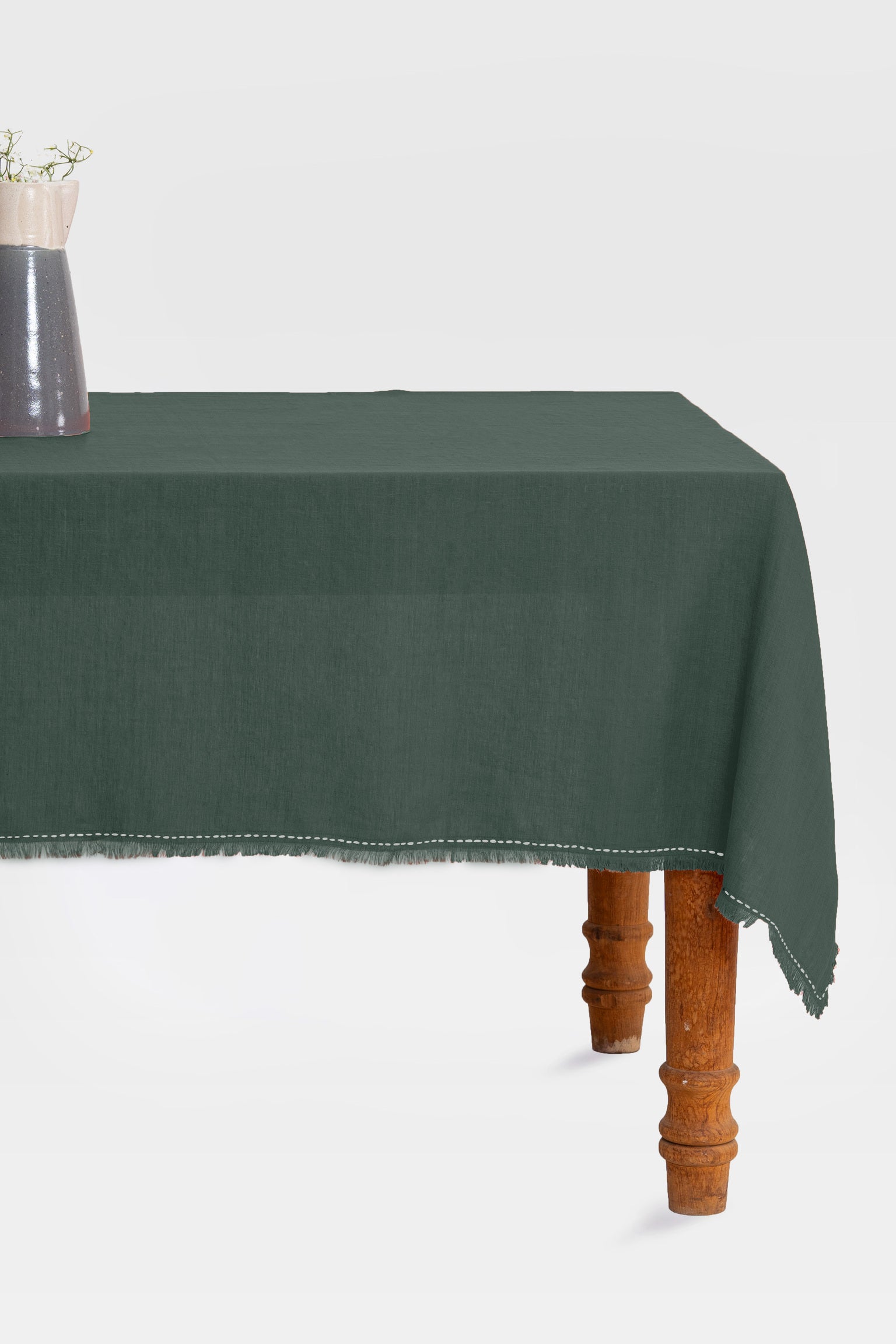 Linen Fringe Me Kantha Tablecloth – Live Linen